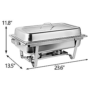 SUPER DEAL 8 Qt Stainless Steel 8 Pack Full Size Chafer Dish w/Water Pan, Food Pan, Fuel Holder and Lid For Buffet/Weddings/Parties/Banquets/Catering Events (8)