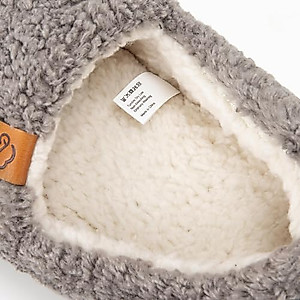 EverFoams Women’s Soft Curly Full Slippers Memory Foam Lightweight House Shoes Cozy Loafer with Polar Fleece Lining Grey,7-8 US