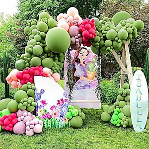 Double Stuffed Olive Green Balloon Garland Kit - Sage Green Balloons Different Sizes 18/12/5 Inch for Baby Shower Birthday Tropical Jungle Safari Theme Party Decoration