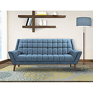 Armen Living Cobra Sofa in Dark Grey Linen and Walnut Wood Finish, 82 x 37 x 34
