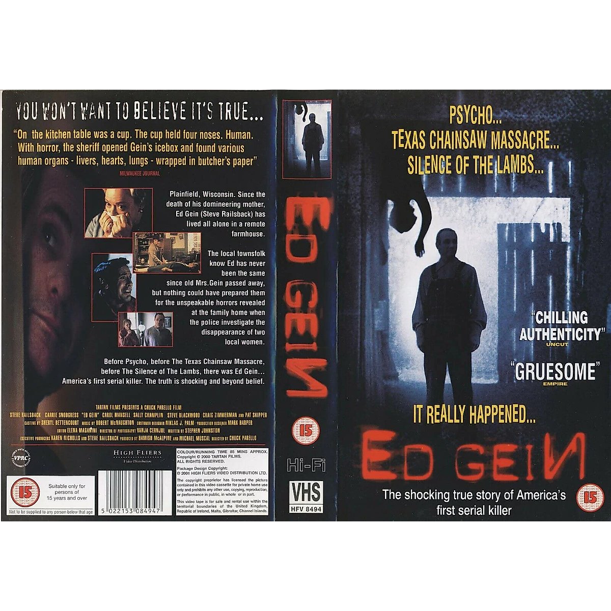 Ed Gein: Based On True Events - Psychotic Serial Kiler - Large Box - Pal VHS