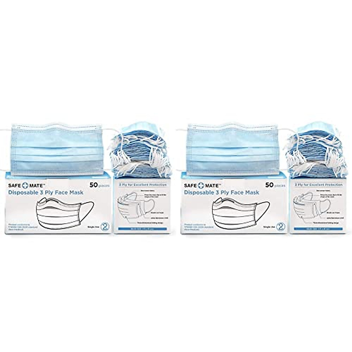 Case-Mate Disposable 3 Ply Face Mask, 50 Count (Pack of 1)