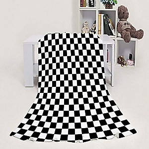 JASMODER Fall Throw Blanket Black White Race Checkered Flag Soft Microfiber Lightweight Cozy Warm Blankets & Throws for Couch Bedroom Living Room
