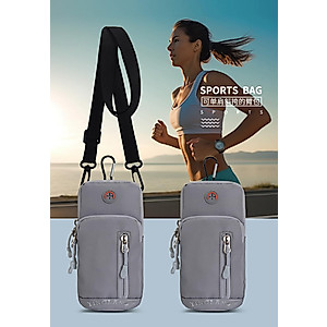 eYistar Sport Running Armband Wristband Cell Phone Holder Pouch Case Crossbody Purse Arm Bag for iPhone 13 12 Pro Max Samsung Galaxy S21 FE S20 S22 Ultra Note 10+ Plus A03S A12 Google Pixel 6 (Grey)