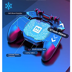 TEESSO Wired Mobile Phone Controller, Phone Cooler, PUBG Triggers Fast Cooling Fan, 6 Fingers Grip Gamepad, Trigger Phone Game Radiator, Fits for PUBG/Fortnite/Rules of Survival Game/COD
