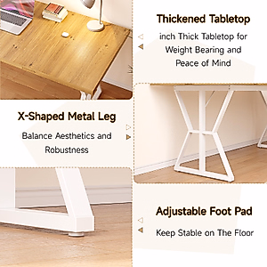 ONBRILL 71 Inch Computer Desk, Large Home Office Executive Desk, Modern Simple Style Gaming Desk for Writing Work Study Bedroom, Sturdy Frame & Thicker Steel Legs with Ample Legroom, Rustic Oak