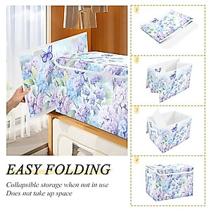 senya Baskets Collapsible Storage Bins with Lids, Purple Hydrangea Butterfly Storage Boxes Clothes Baskets for Organizing, B06D22020