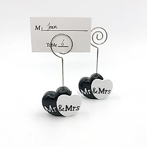 10 Piece MR & MRS Table Card Set, Table Numbers, Photo Holders, Party Favors, Wedding Decorations (Black and White)