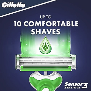Gillette Sensor3 Sensitive Men's Disposable Razor, 4 Razors