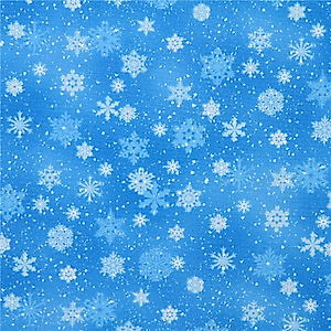 Elizabeth's Studio Landscape Medley blue Christmas fabric with snowflake pattern (per 0.5 yard)