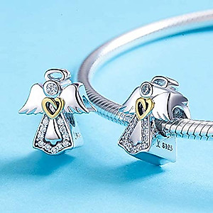 Bolenvi Guardian Angel Memorial 925 Sterling Silver Charm Bead Pendant for Pandora & Similar Charm Bracelets or Necklaces