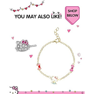Hello Kitty Sanrio Girls Jewelry Set - Flash Plated 18+3 Necklace and Stud Earrings Officially Licensed