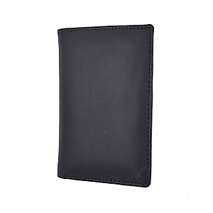 Marshal Genuine Leather RFID Slim Thin Bifold ID Money Wallet Oval Shape Badge Holder