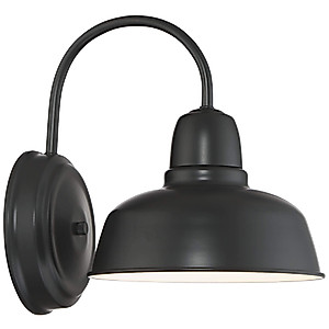 John Timberland Urban Barn Rustic Industrial Farmhouse Outdoor Wall Light Fixtures Set of 2 Black Gooseneck Arm 11 1/4" for Exterior Deck House Porch Patio Outside Garage Front Door Garden
