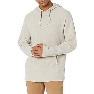 Amazon Essentials Men's Long-Sleeve Slub Thermal Pullover Hoodie (Previously Goodthreads), Oatmeal Heather, X-Large Tall