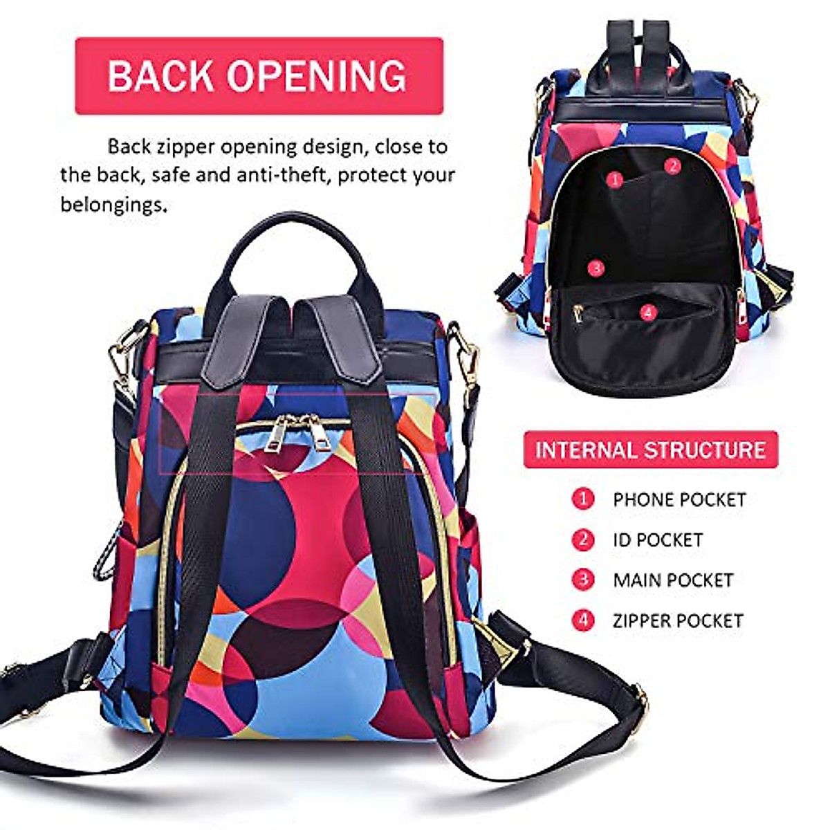 CONRUSER Backpack Purse for Women Anti-theft Ladies Backpack Designer Travel Bag Fashion Shoulder Bags Handbag