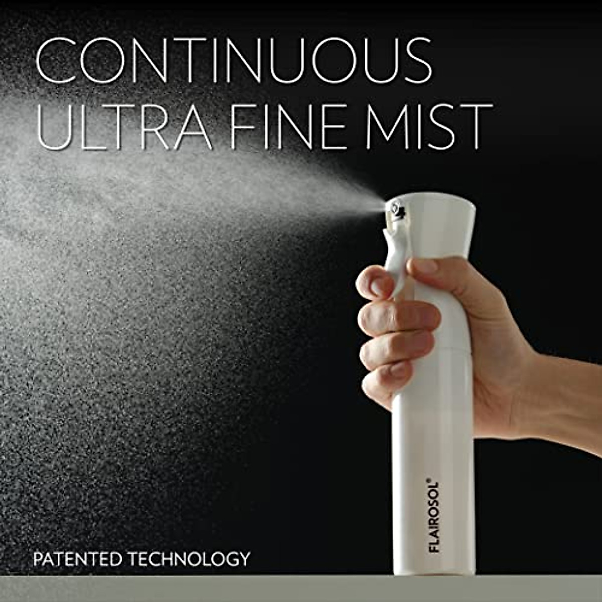 FLAIROSOL - The Original, Plant Mister Spray Bottle for Indoor and Gardens, Continuous Mist with 1,001 Uses. Trusted by Professionals. Patented Technology. 10 oz, White Bottle, Green Print