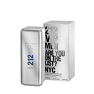 Carolina Herrera 212 Vip Men Fragrance For Men - Notes Of Caviar Lime, Ginger And Tonka Bean - Intimate And Magnetic Scent - Blend Of Fresh And Woody - Perfect For Night Use - Edt Spray - 3.4 Oz