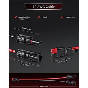 RANDPOW 10AWG Solar Panel Cable Connector to Anderson Power Pole Adapter, Solar Connectors Extension Cable Compatible with Anderson Power Pole Solar Panel for Solar Generator Power Station
