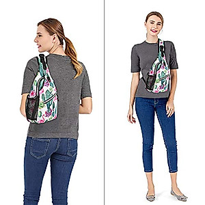 MOSISO Mini Sling Backpack,Small Hiking Daypack Pattern Travel Outdoor Sports Bag, Cactus