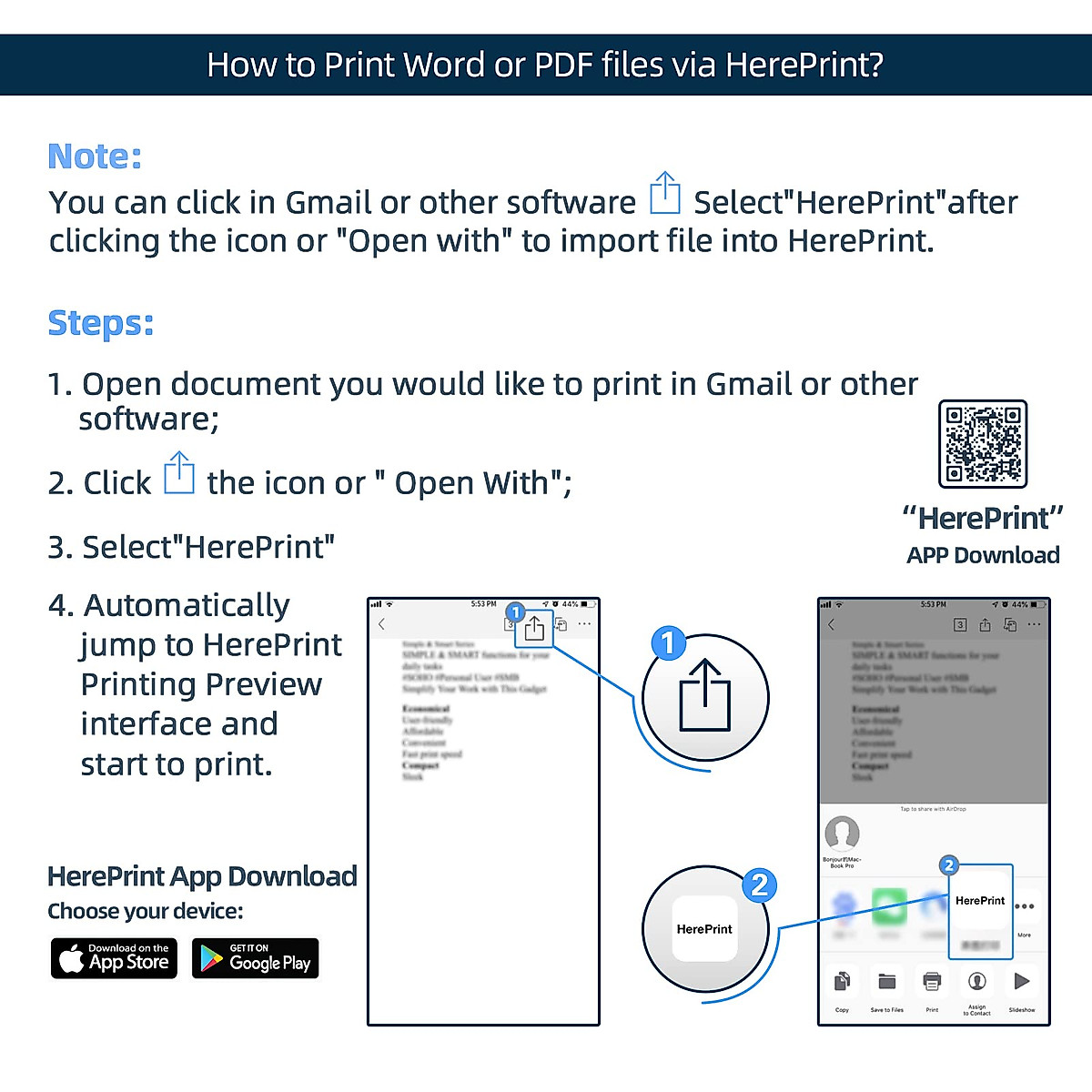 HPRT Wireless Bluetooth Portable Printer for Travel Supports 8.5" X 11" US Letter & A4 Paper, Compatible with Android and iOS Phone No-Ink Technology Suitable for Mobile Office.(MT800Q)