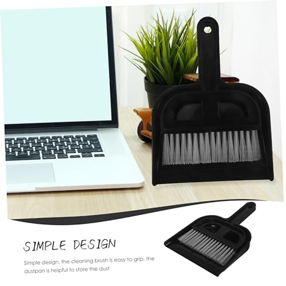 Luxshiny 1 Set Broom Dustpan Set Detailing Brush Cars Brooms Automotive Auto Car Desk Cleaner Brush Car Gaps Brush Cleaning Small Dustpan Multi-Function Whisk Broom Mini Broom Black Plastic