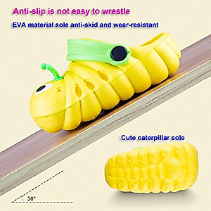 Baby Girls Boys Sandals Kid's Cute Lightweight Shoes Summer Premium Cartoon Sandals Children Caterpillar Non-Slip Beach Water Clogs Shoes Garden Slipper(Yellow,10) S29