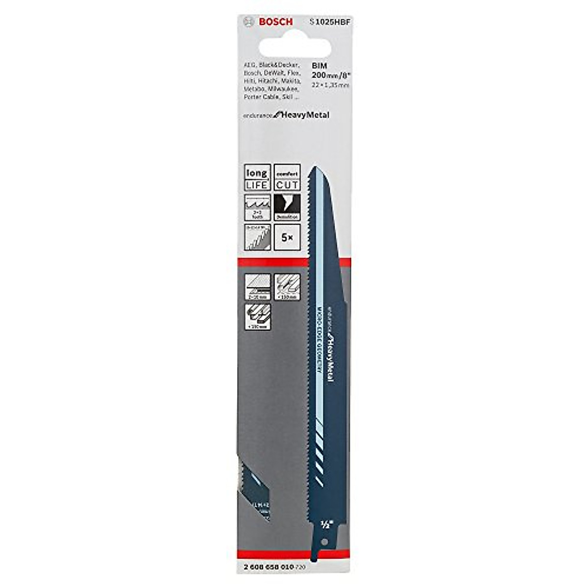 Bosch 2608658010 Saber Saw Blade S1025 Hbf 5 Pcs