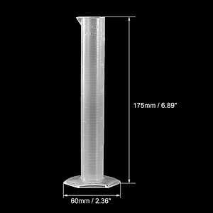 uxcell Plastic Graduated Cylinder, 50ml Measuring Cylinder, Science Test Tube Beakers, Single Metric Scale, Clear Hex Base Flask for Lab Home 3pcs