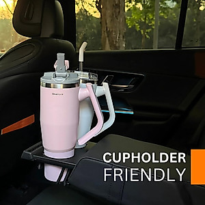 Sketora 32oz Insulated Tumbler with Rotatable Handle and 2 Lids (Flip Straw, 3-in-1 Sliding Lid) - Stainless Steel Travel Mug for Hot & Cold Drinks, Midnight Matte Black