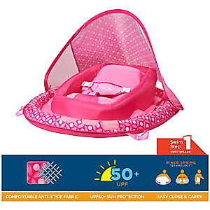 SwimWays Infant Baby Spring Float with Adjustable Sun Canopy - Pink Flower