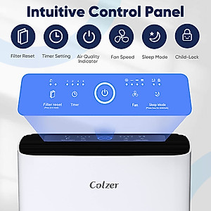 COLZER 2500 Sq. Ft. HEPA Air Purifiers for Home Large Room 4-Stage Air Filtration to Clean 99.97% of Hair, Dust, Smoke, Odor for Bedroom Living Room Office
