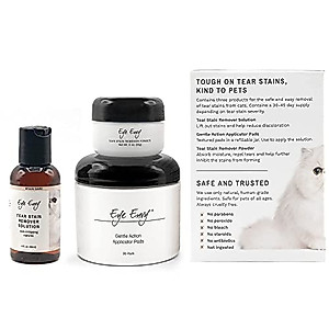 Eye Envy Cat Tear Stain Remover Starter Kit | Tear Stain Essentials in one kit at a 2-Step System | Lasts 30-45 Days | Solution 2 fl.oz, Applicator Pads 30 Count and Powder 0.5oz
