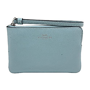 Coach Women's Corner Zip Wristlet in Crossgrain Leather (Waterfall)