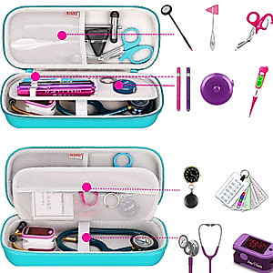 BOVKE Stethoscope Case fits 3M Littmann Classic III, Lightweight II S.E, MDF Acoustica Deluxe Dual Head, Cardiology IV, Stethoscope Holder with Pocket for Nurse Accessories for Work, Emerald