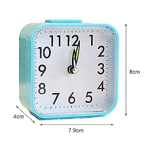 Libcflcc Compact Alarm Clock Non Ticking Battery Powered Silent Bedside Night Light Easy to Read Loud Enough Travel for Heavy Sleepers Kids Elderly Blue