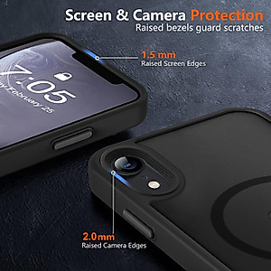 MOCCA Strong Magnetic for iPhone XR Phone Case, [Compatible with Magsafe][Mil-Grade Drop Protection] Slim Thin Translucent Matte Protective Cover Case for iPhone XR Case 6.1'', Black