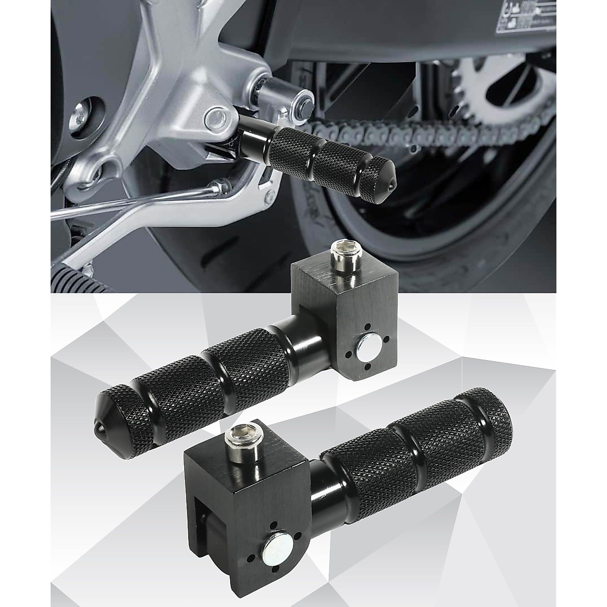 RACOONA Foot Pegs,Bike Pegs,Foldable Motorcycle Foot Pegs,Car Accessories 8MM Motorcycle Pegs,90 Degree Fixed Folding Passenger Pedal,Universal Footpeg Aluminum Pedals for Electric Motor Bicycle ATV