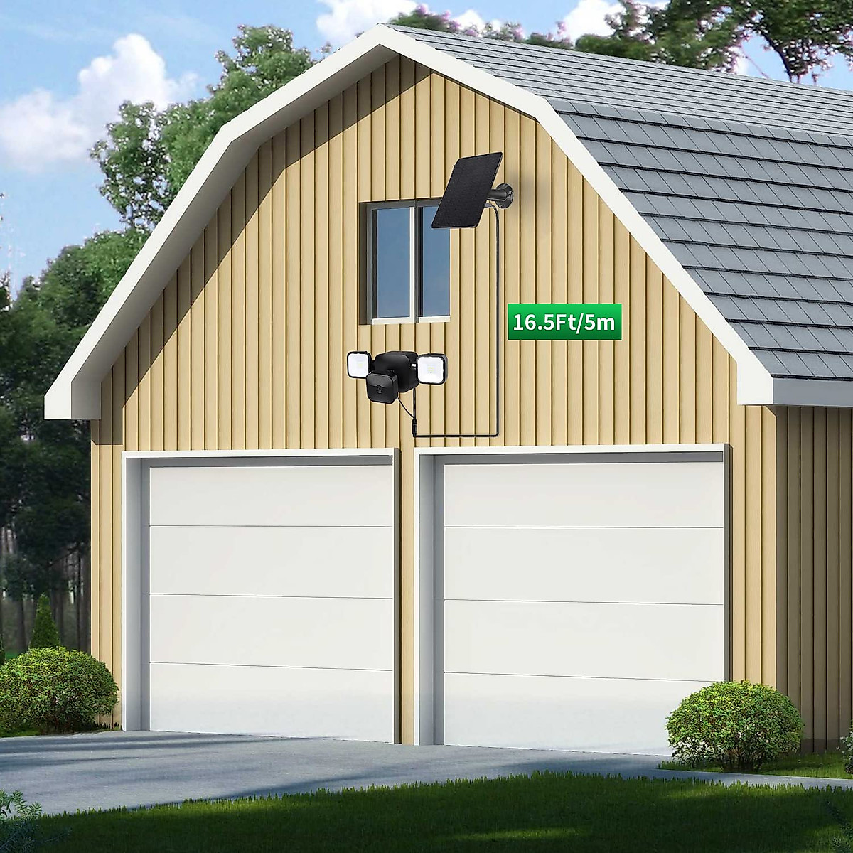 Solar Panel for Blink Outdoor 4 /(3rd Gen) Floodlight – Wire-Free Smart Security Camera,16.5Ft/5m Weatherproof Cable Power Your Blink Floodlight Camera Continuously (Floodlight & Camera NOT Included)