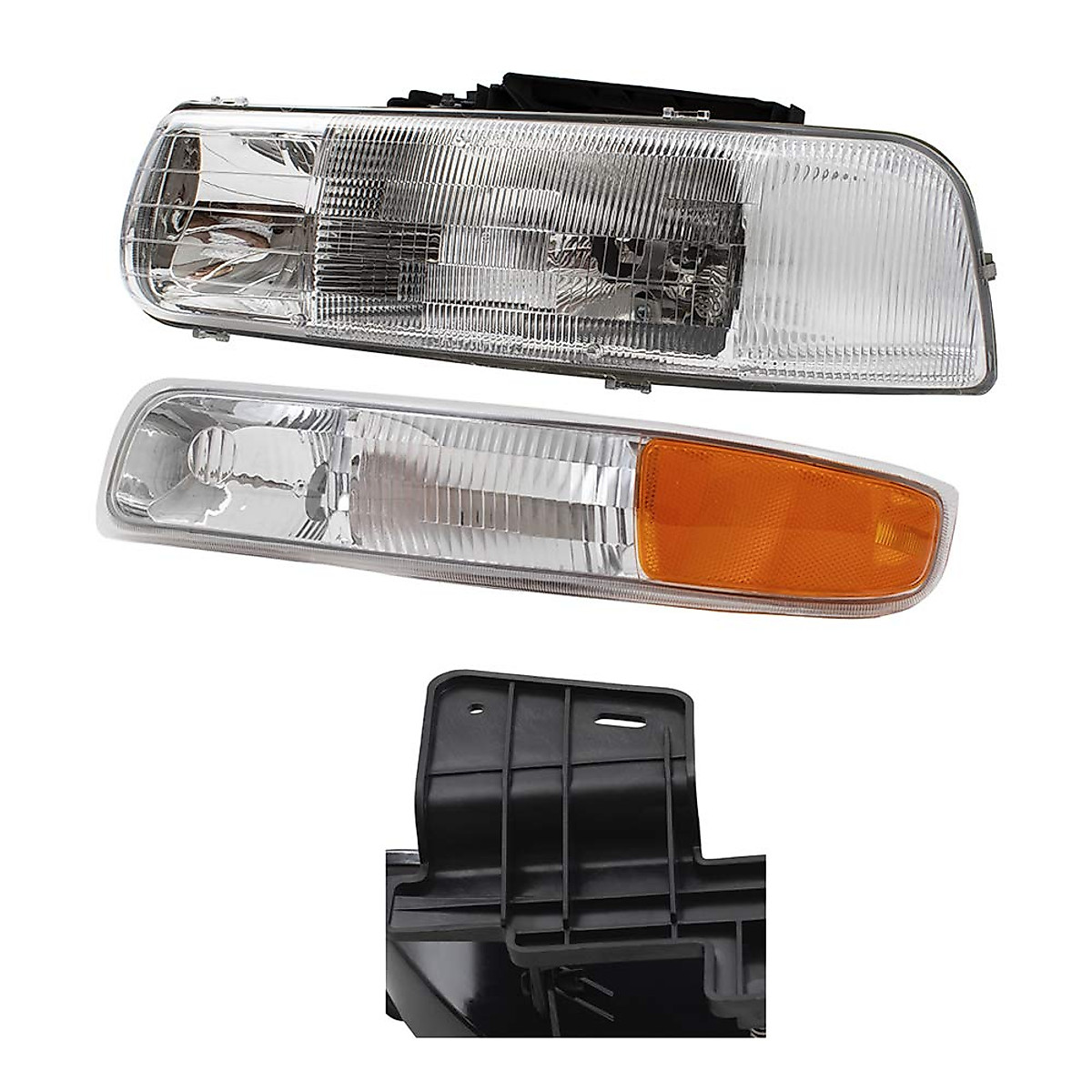 Brock Replacement 6 Pc Set Headlights Replacement Fog Lights & Side Signal Marker Lights Compatible with 1999-2002 Silverado Pickup Truck