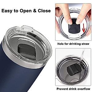 20oz Magnetic Tumbler Lid, BAKDIK 2 Pack Tumbler Replacement Lids for YETI Rambler, Ozark Trail, Old Style Rti, Replacement Magnetic Slider, Magnetic Spill Proof Tumbler Cover