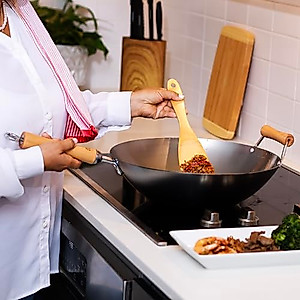 JOYCE CHEN Classic Series 14-Inch Carbon Steel Wok with Birch Handles