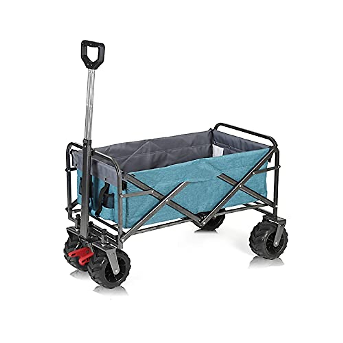 Suuim Collapsible Folding Wagon, Folding Camping Wagon,Collapsible Beach Garden Cart,Heavy Duty Utility Garden Yard Folding Cart,with Side Pocket Cup Holder