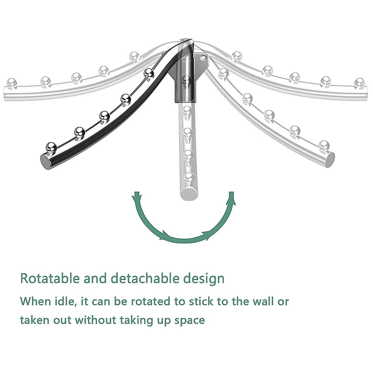 2 Pack Folding Wall Mounted Clothes Hanger, Laundry Hanger Dryer Rack Foldable, Stainless Steel Clothes Hook Coat Hanger Clothes Drying Rack with Swing Arm Holder for Closet Storage Bathroom Bedroom