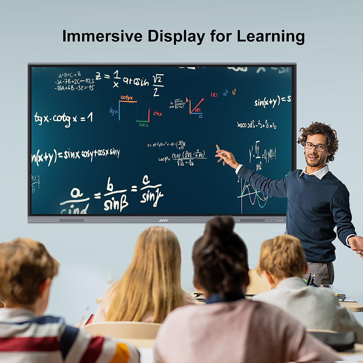 JAV Smart Board H10 Interactive Whiteboard 55 Inch Touchscreen 4K Display Board for Classroom Home Office（Wall Mount Included