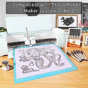 DOOHALO Metallic Grey Black Pens for Cricut Maker 3/Maker/Explore 3/Air 2/Air 1.0/0.8/2.0/2.5 Variety Point Tips Gel Glitter Markers for drawing Writing Compatible with Cricut Machine