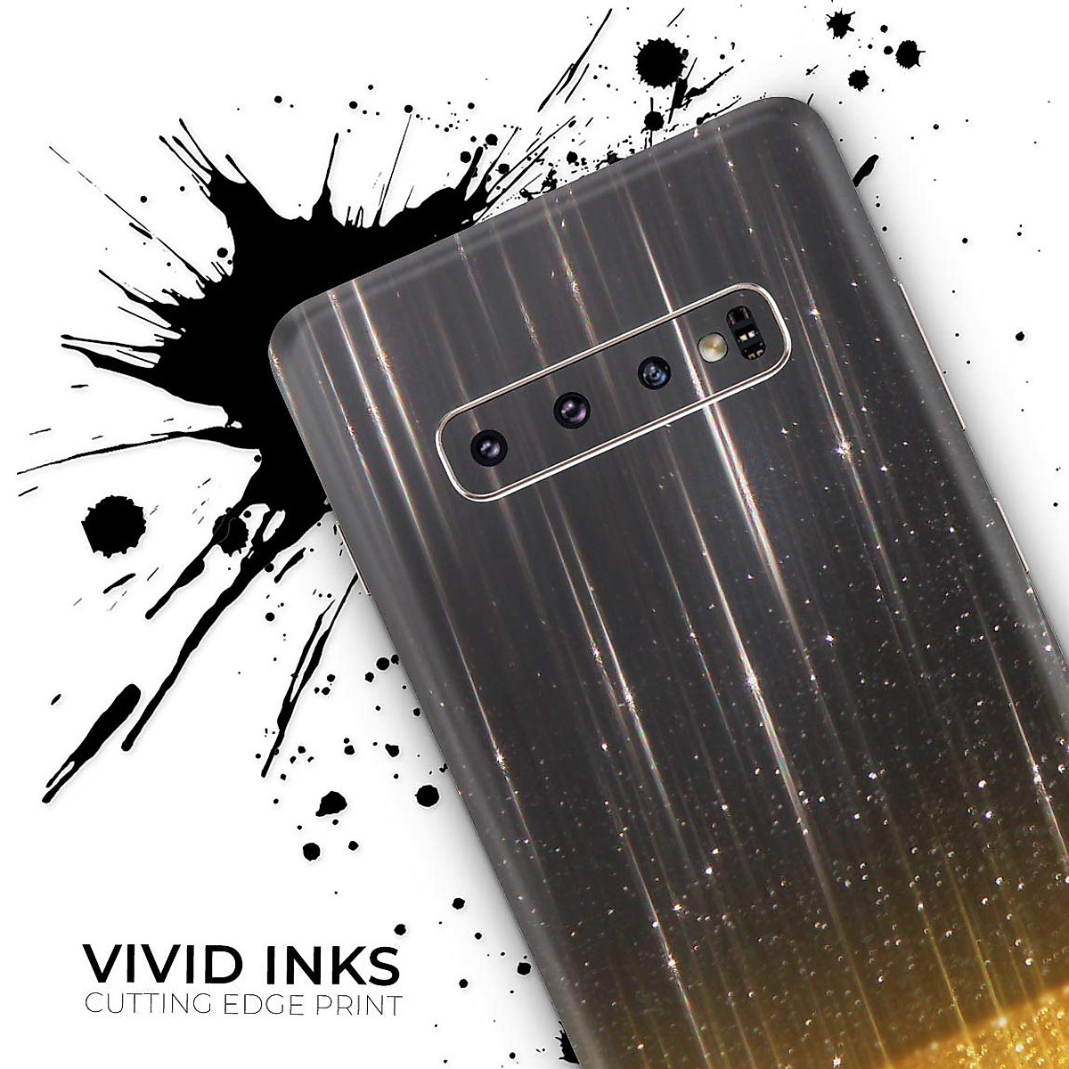DesignSkinz Scratched Surface with Glowing Gold Sparkle Protective Vinyl Decal Wrap Skin Cover Compatible with The Samsung Galaxy S20 (Screen Trim & Back Glass Skin)