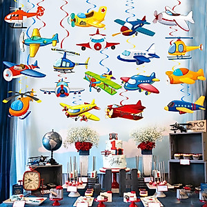 Airplane Hanging Swirls Airplane Birthday Party Decorations Helicopter Foil Swirls Plane Party Ceiling Streamers for Airplane Theme Baby Shower Supplies