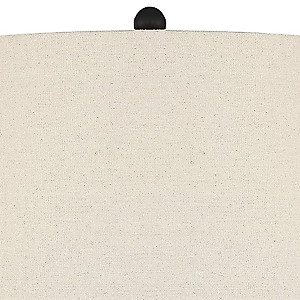 360 Lighting Hudson 23" High Small Modern Accent Table Lamps Set of 2 WiFi Smart Socket Dark Bronze Clear Metal Glass Living Room Bedroom Bedside Nightstand House Office Reading Fabric Shade