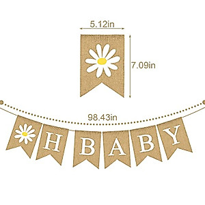 Pudodo Jute Burlap Spring Daisy Themed Baby Shower Party Nursery Kitchen Mantle Fireplace Decoration